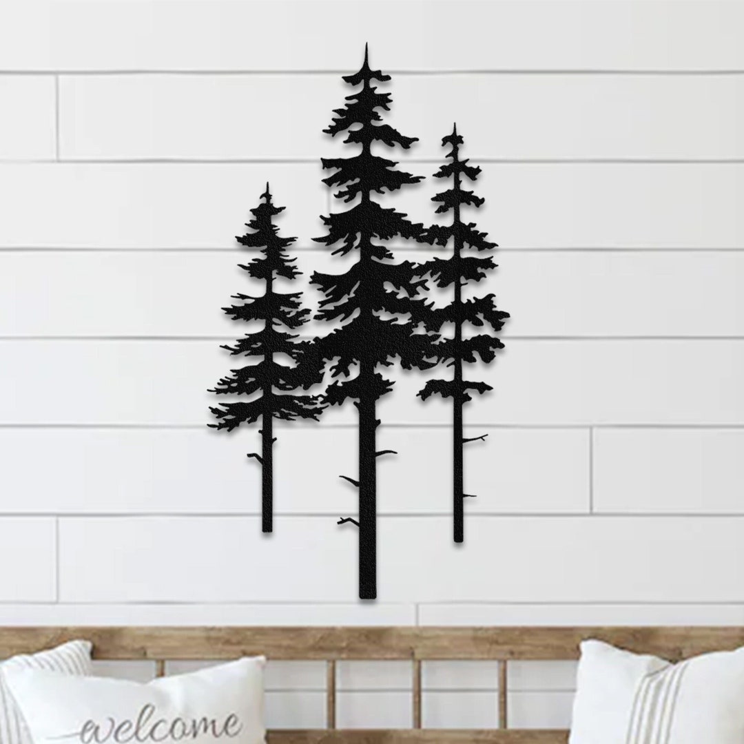 Pine Tree Metal Wall Art: Three Trees Nature Decor - Etsy