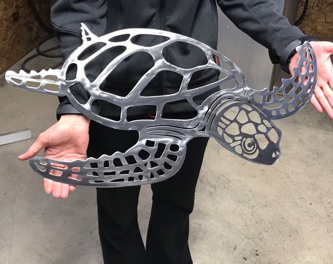 Blue Metal Sea Turtle Large - Etsy