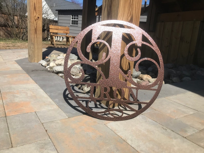 Round Personalized Metal Monogram Sign. Wedding Gift. Family - Etsy