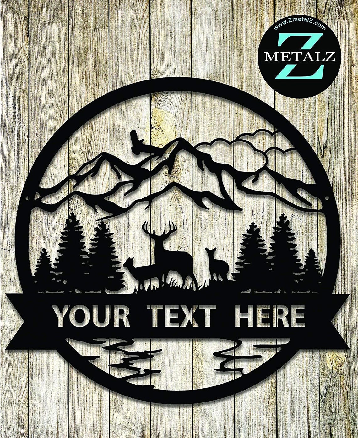 Mountain Deer Scene Sign Personalized Metal Monogram Wedding - Etsy