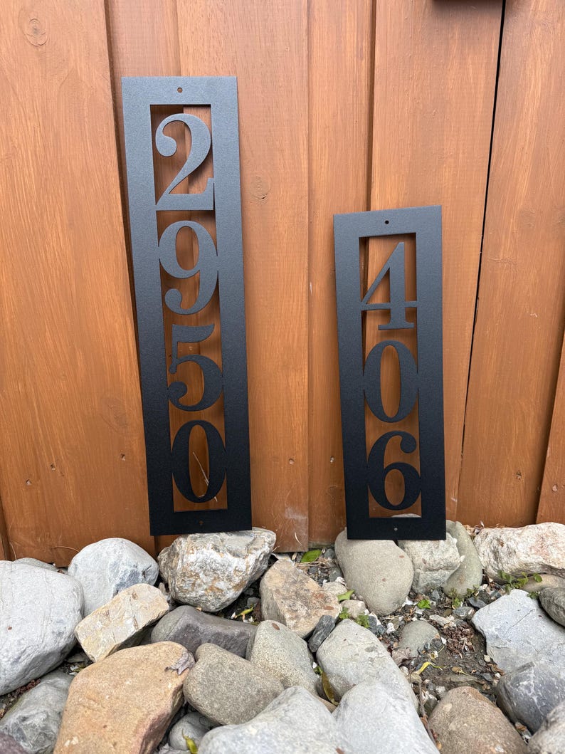 Custom Vertical Metal Address Sign - Powder Coated House Numbers - Etsy