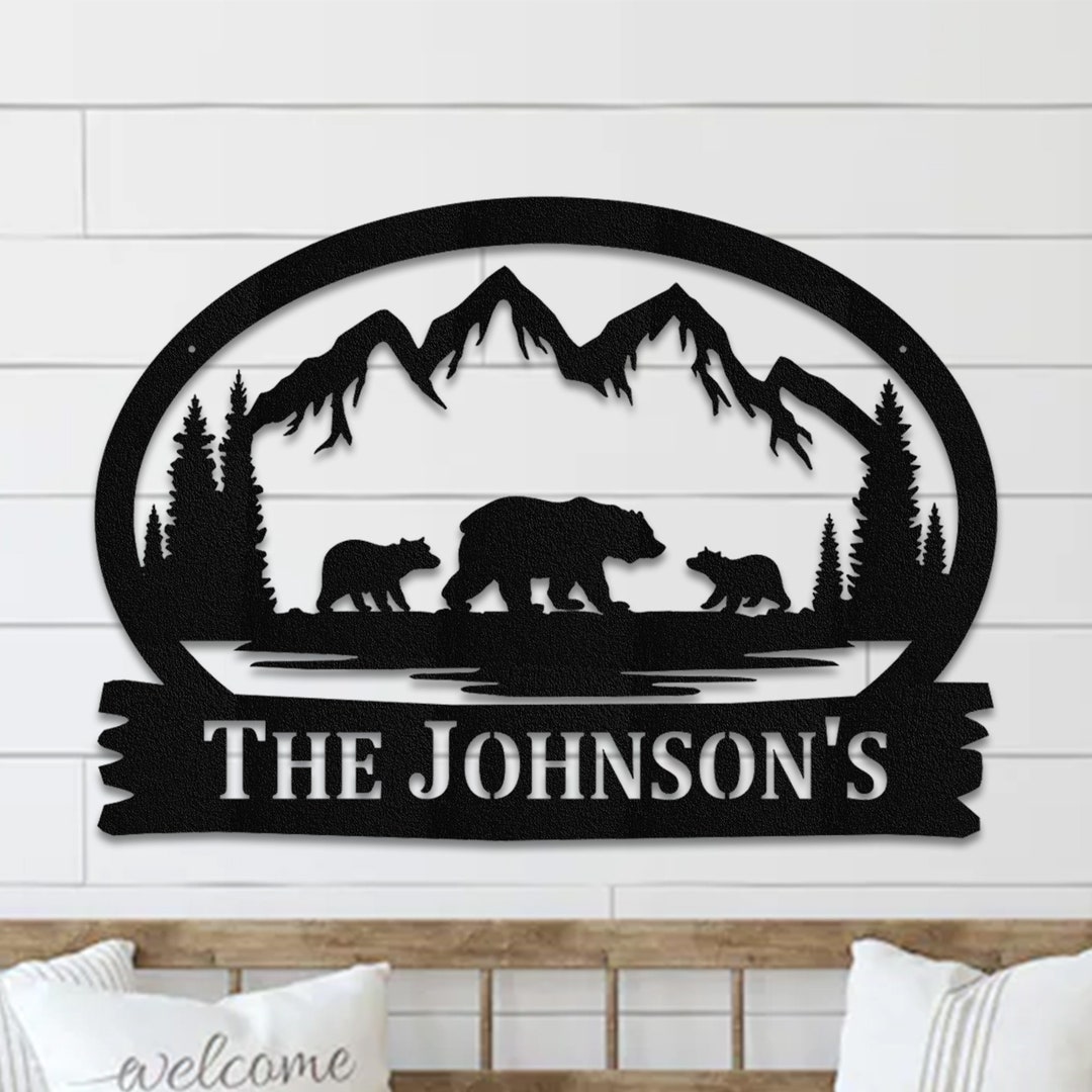Mountain Deer Scene Bear Cub It's Crazy Personalized Metal Monogram ...
