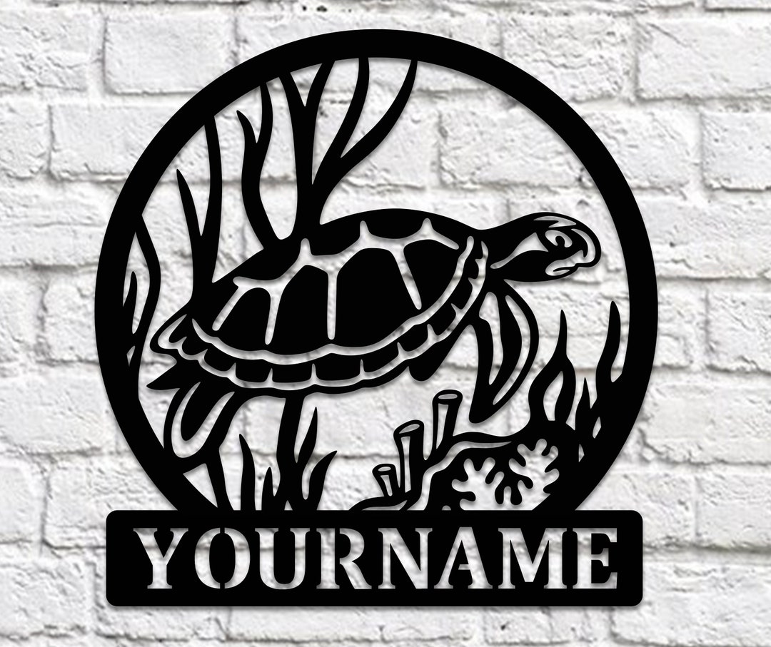 Personalized Sea Turtle Family Name Sign / Metal Wall Decor / Monogram ...
