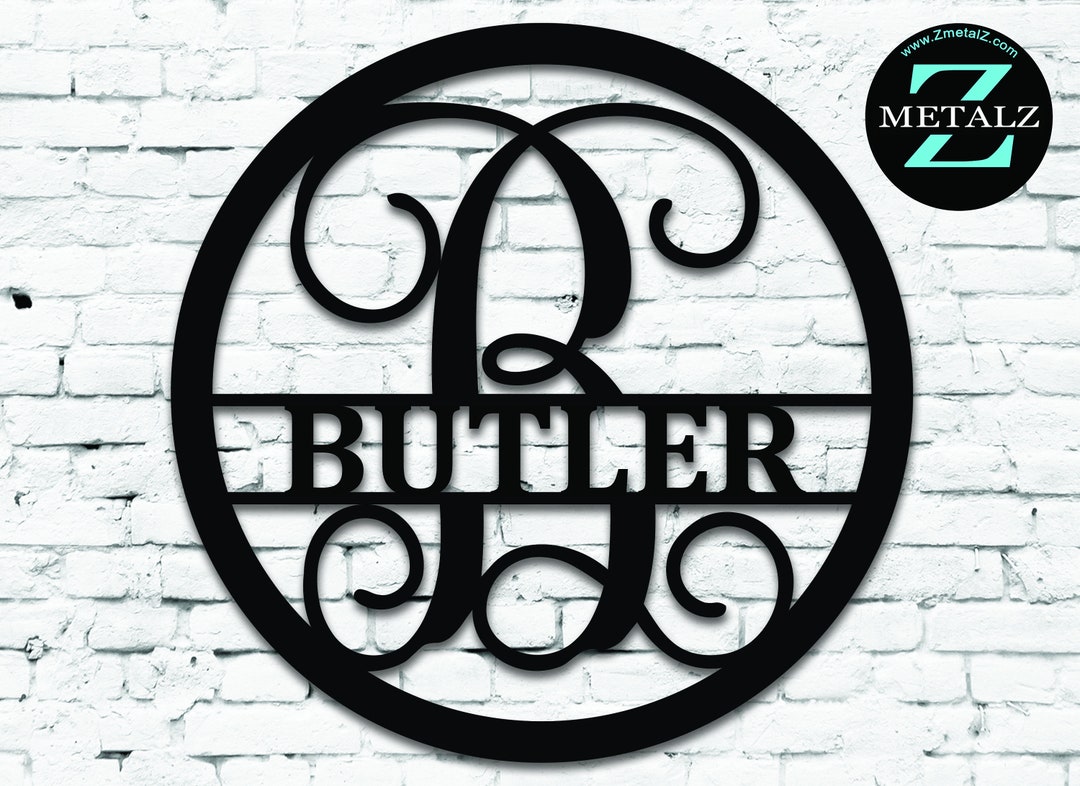 Round Personalized Metal Monogram Sign. Wedding Gift. Family Name Sign ...