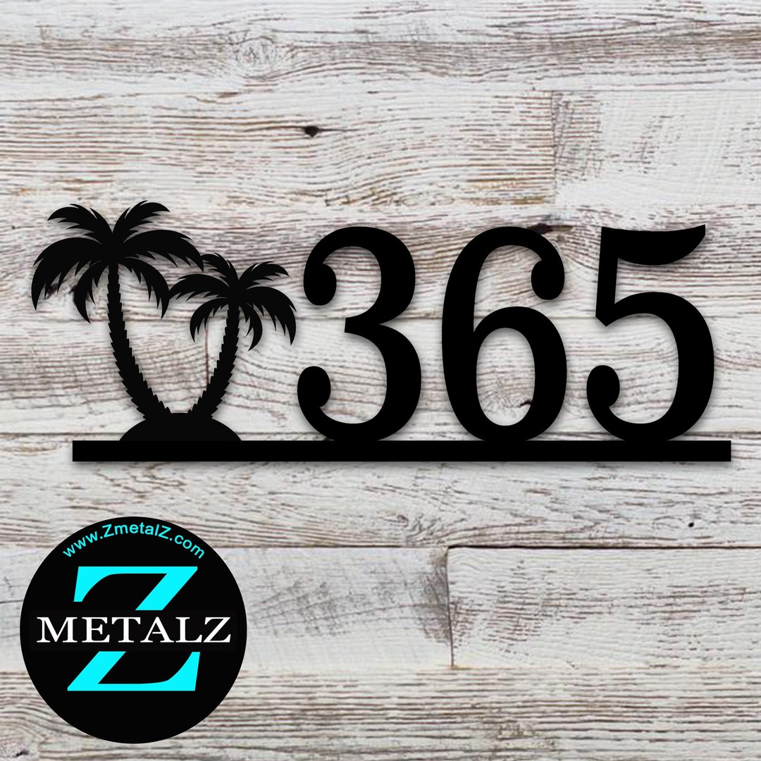 Palm Tree House Number Metal Sign | Outdoor Sign | House Numbers ...