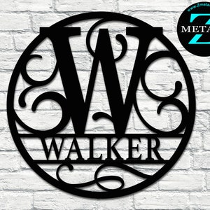 Round Personalized Metal Monogram Sign. Wedding Gift. Family Name Sign ...