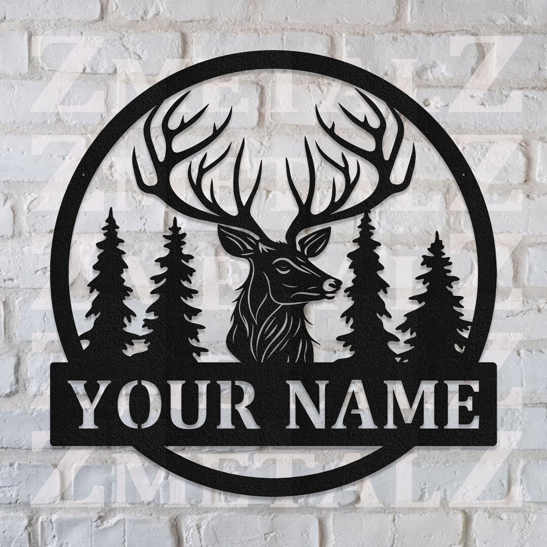 Mountain Deer Scene Sign Personalized Metal Monogram, Wedding Gift ...
