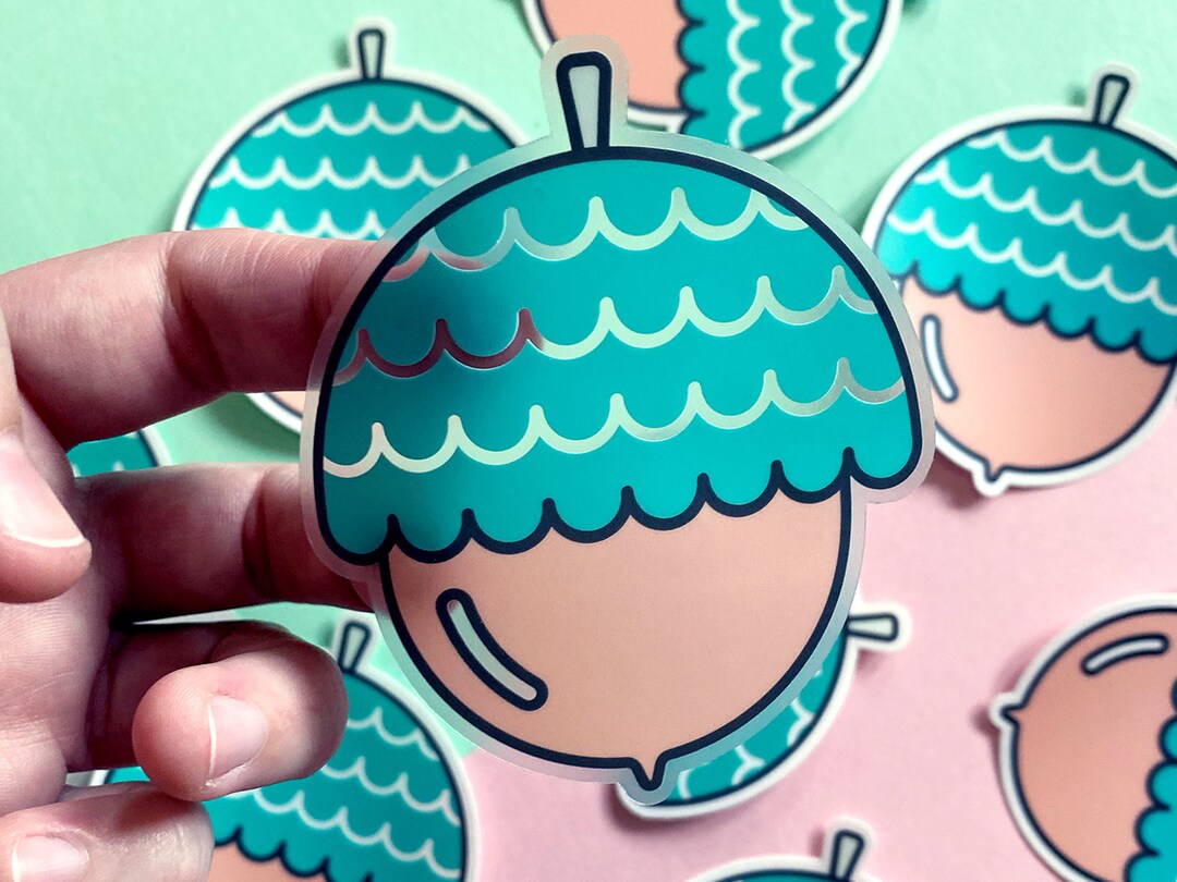 The Mighty Acorn Clear Vinyl Sticker Cute Nature Sticker Waterproof ...