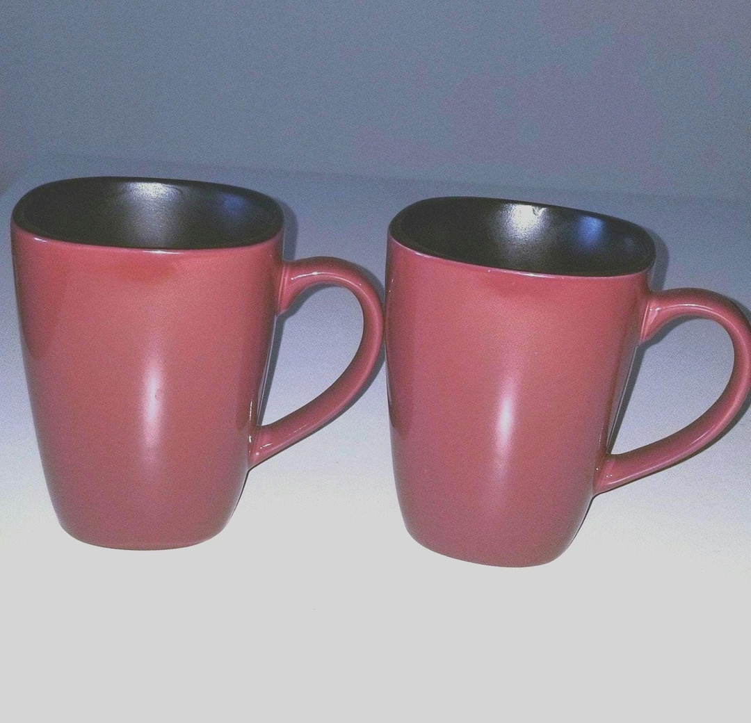 Vintage Corelle Hearthstone Mugs: Big Red Stoneware Cups, Set of 2 - Etsy