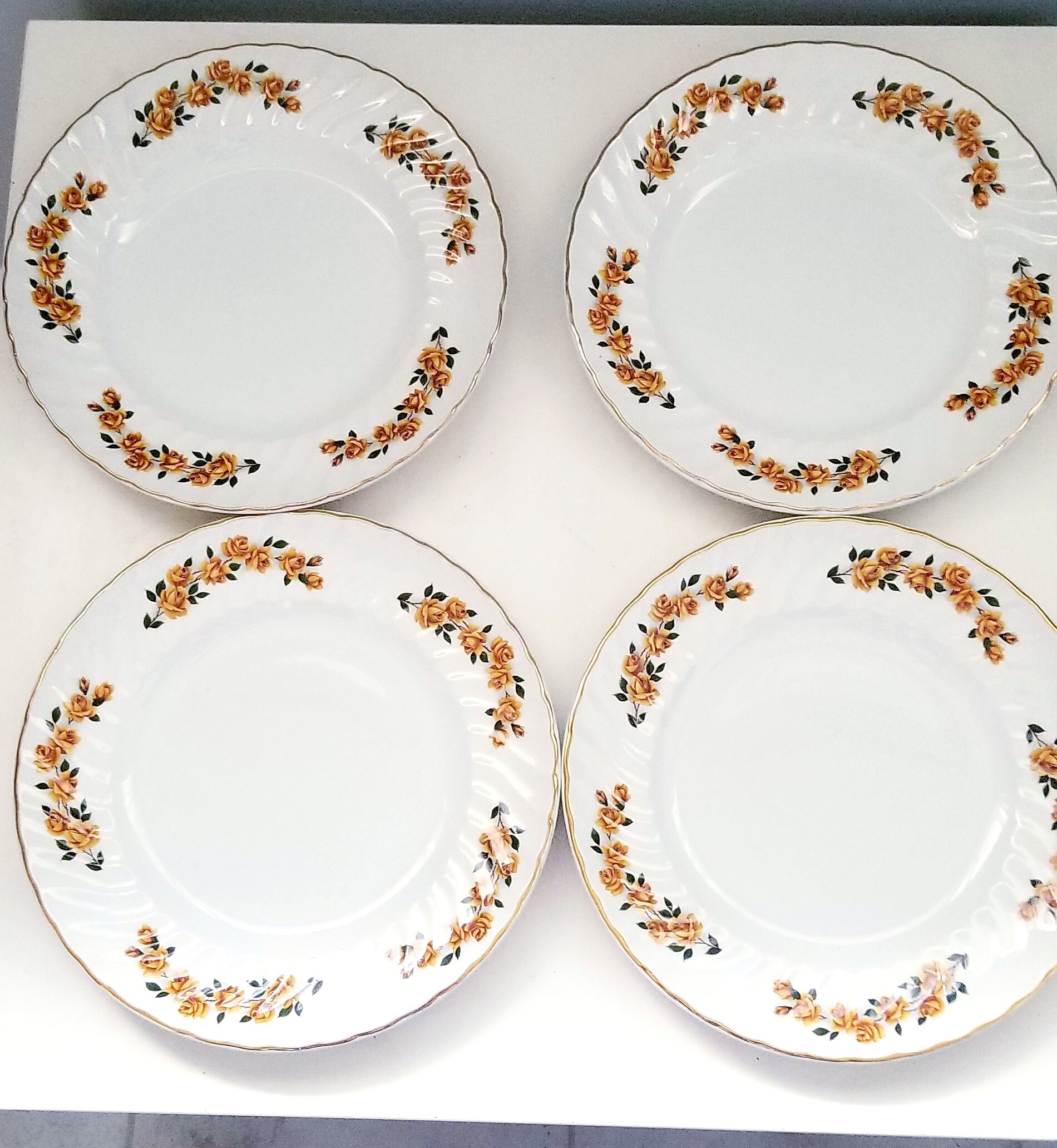 4 Vintage Ridgeway Jewel Rose Ironstone England Dinner Plates-eating ...