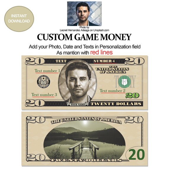 Fake Money Money Bill Art 20 Dollar Bill Digital Money | Etsy
