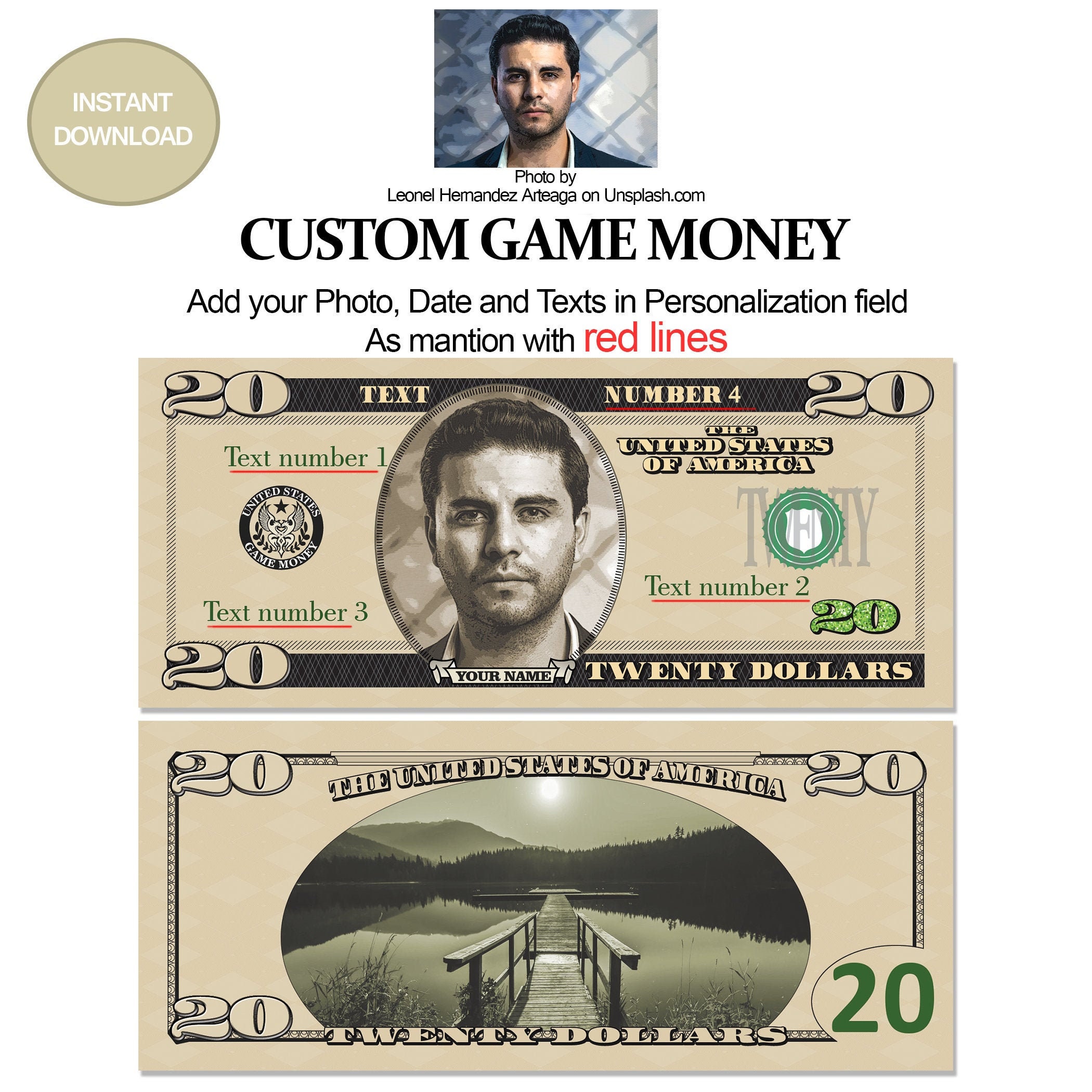 Digital Play Money Custom Pretend Money Personalized Play Money ...