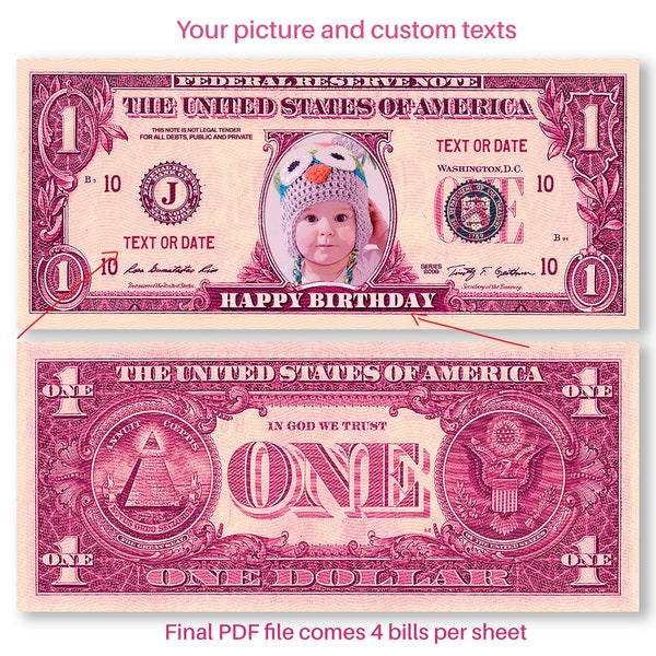 Personalized Dollars Bill - Etsy UK
