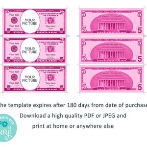 Editable 100 Dollar Bills Pink and Blue, Money Bill Art, Digital Money ...