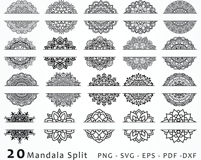Mandala Split Monogram, Mandala Split Bundle, Mandala Split Svg ...