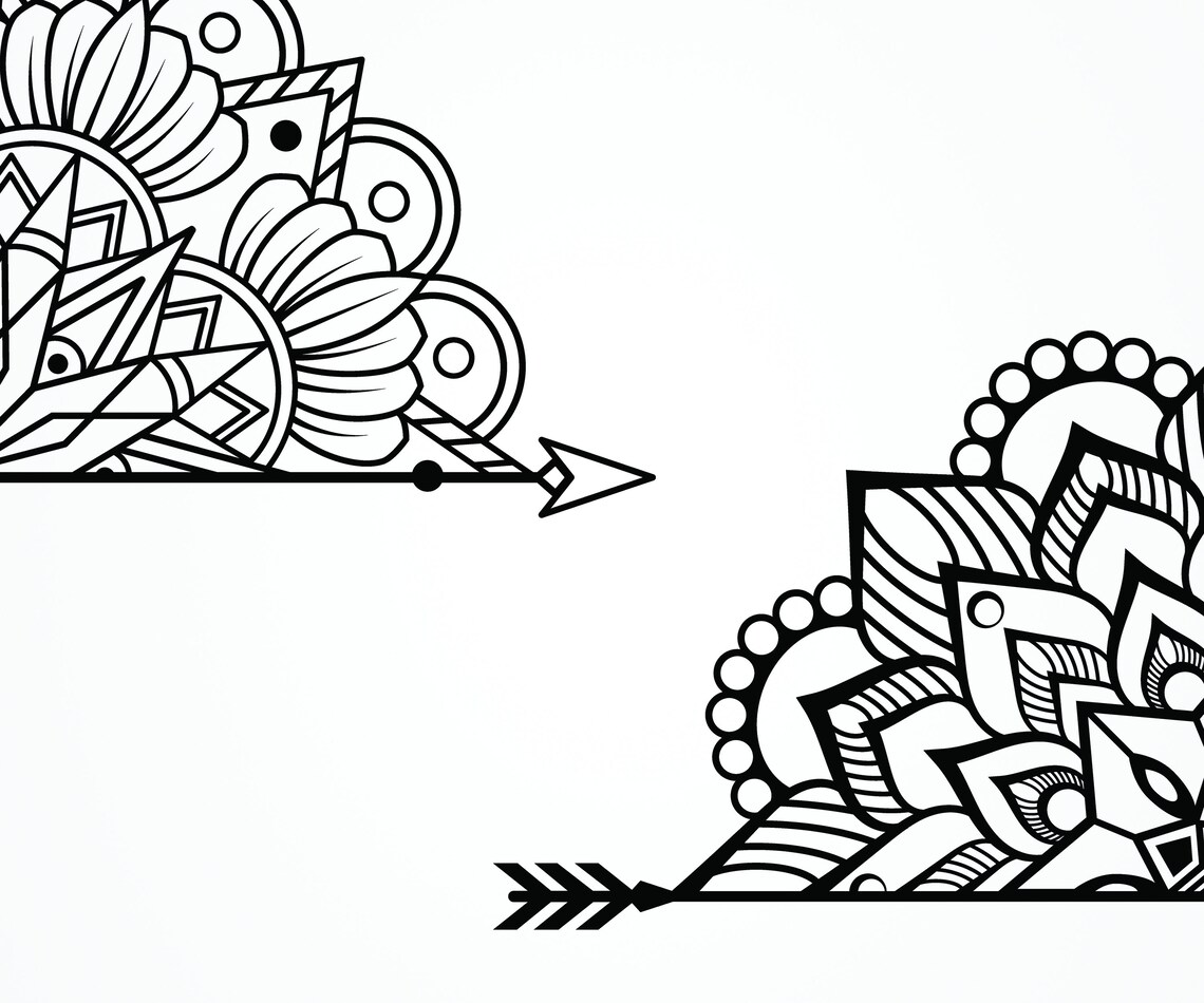 Arrow Half Mandala Bundle Svg Files Half Mandala Cut Files | Etsy