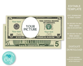 Editable One Dollar Bill, Money Bill Art, Digital Money, Your Face on ...