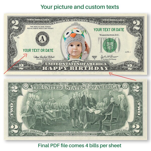 Two Dollar Bills - Etsy