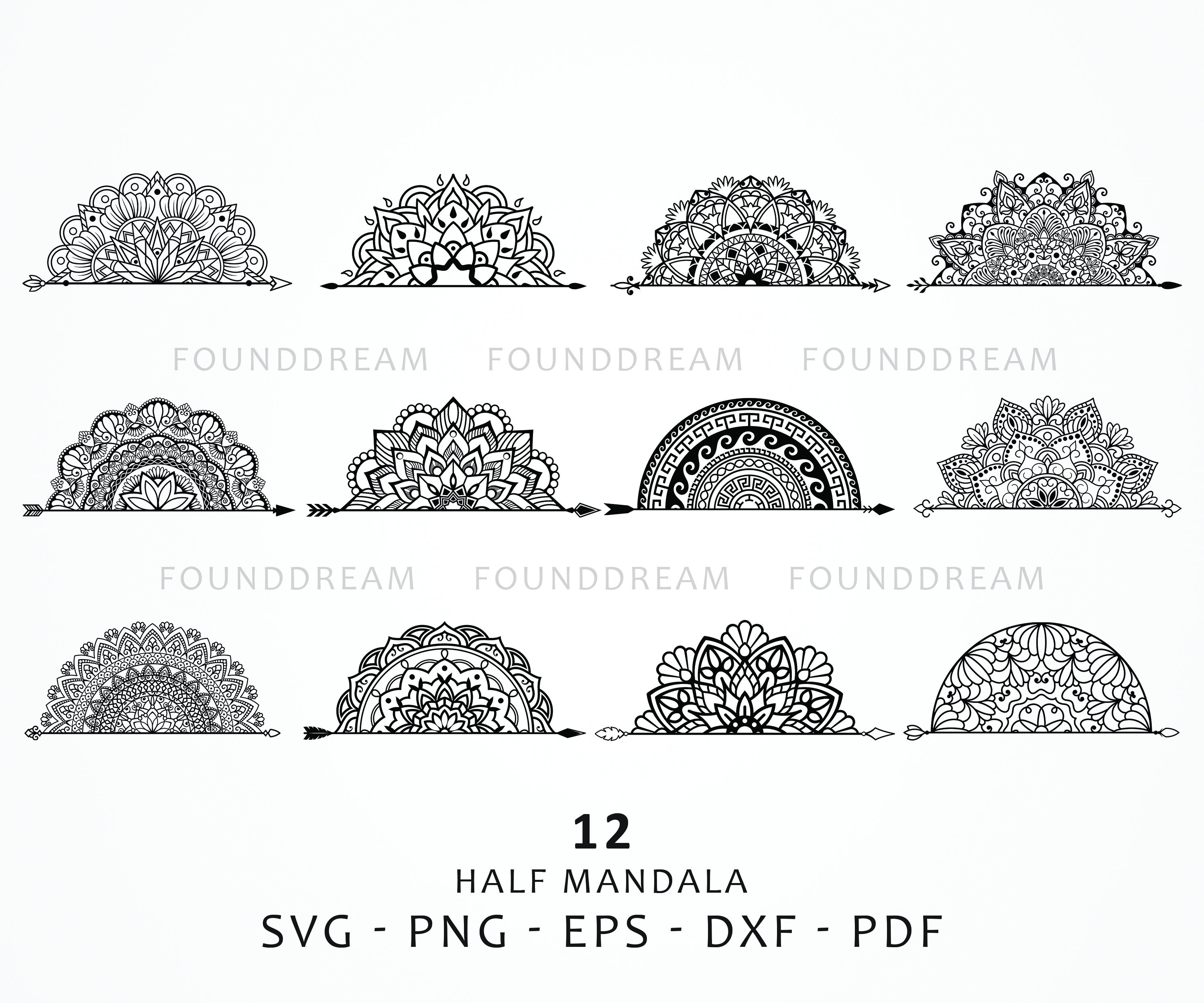 Arrow Half Mandala Bundle Svg Files Half Mandala Cut Files - Etsy