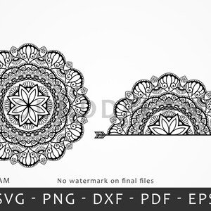 Mandala and Arrow Half Mandala Cut Files, Half Mandala Svg File ...