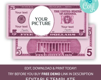 Editable One Dollar Bill, Money Bill Art, Digital Money, Your Face on ...