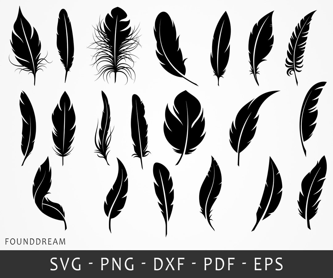 Feathers Bundle Svg Files, Feather Clipart, Feather Silhouette Files ...