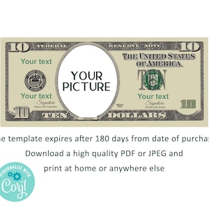 Editable 10 Dollar Bill, Money Bill Art, Digital Money, Your Face on ...