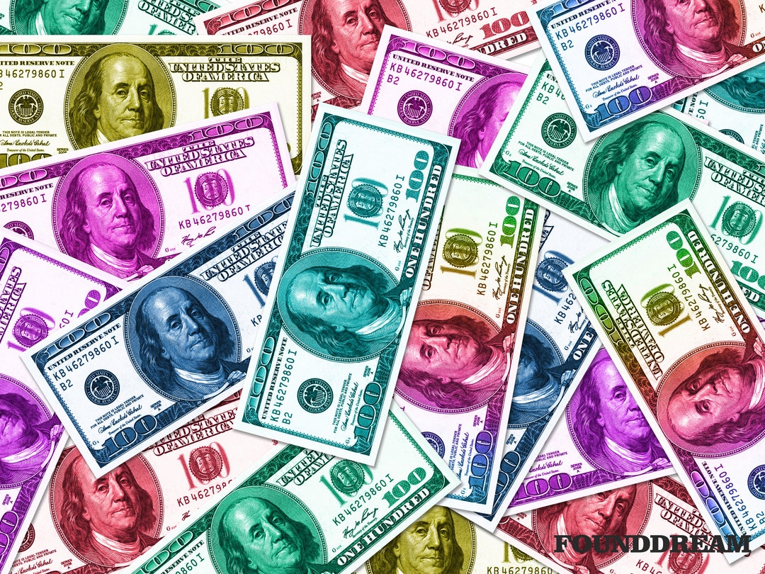 8 Color Bill Set, Money Bill Art, 100 Dollar Bill, Digital Money, Game ...