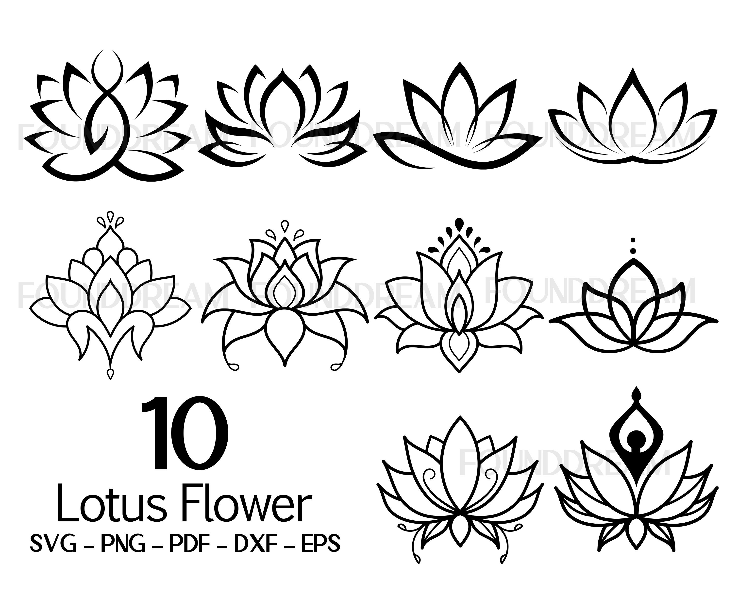 Lotus Flower Svg Cut File Lotus Flower Clip Art Silhouette - Etsy Finland