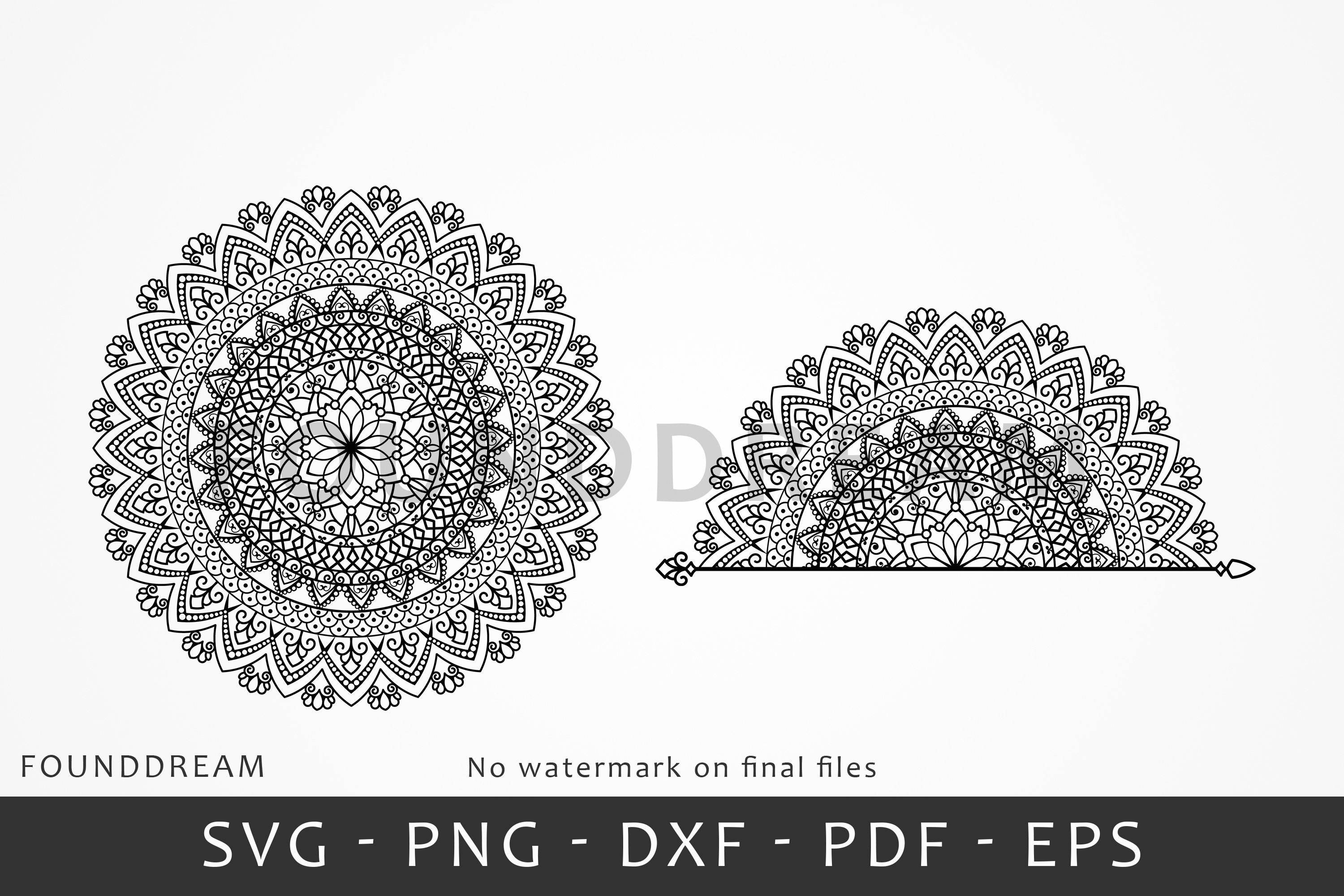 Mandala and Arrow Half Mandala Cut Files Half Mandala Svg | Etsy