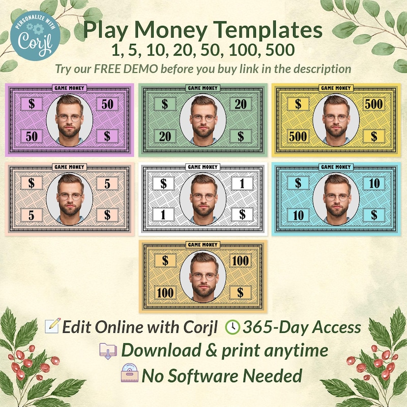 Printable Monopoly Money Template - Etsy