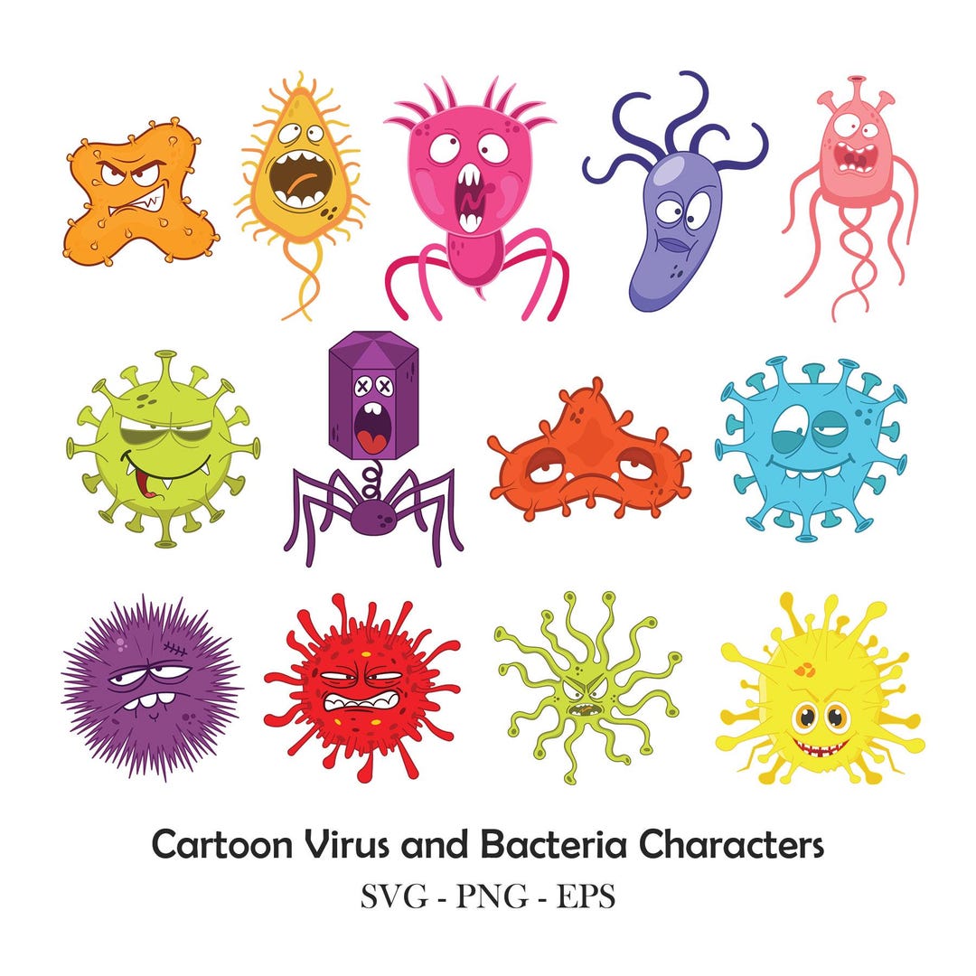 Funny Germ Monsters Clipart: Disease SVG, Microbe Graphics (digital ...