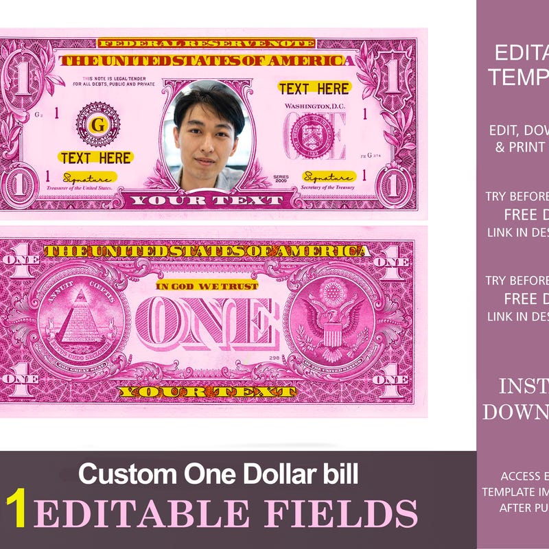 One Dollar Bill - Etsy