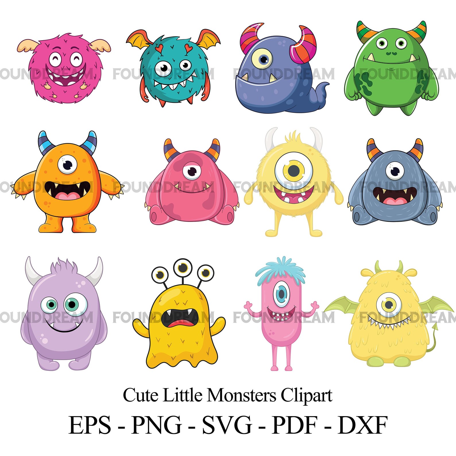 Little Monster Clipart / Monsters Clip Art / Monsters vector / | Etsy