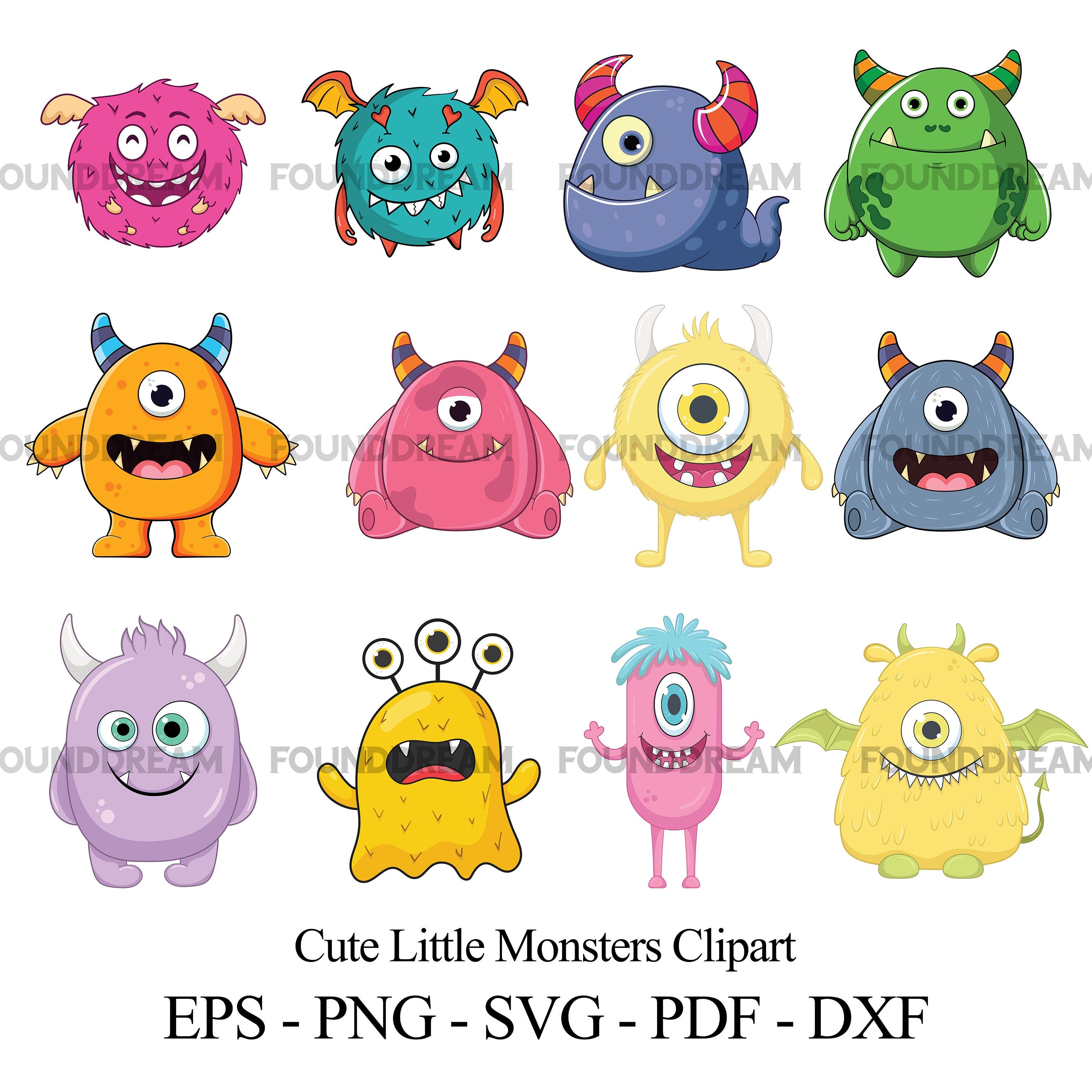 Cute Baby Monsters Clipart