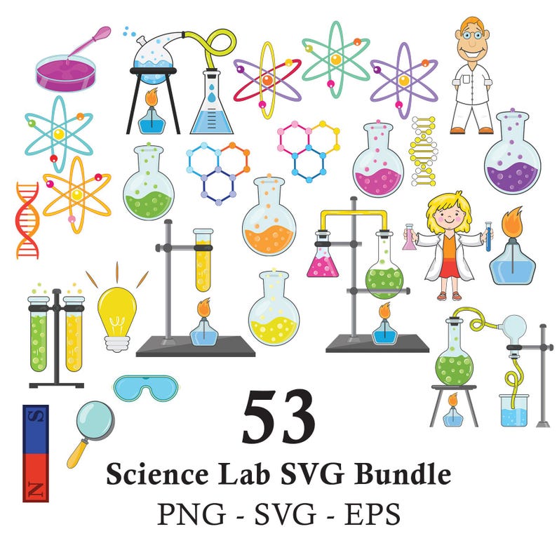 Science Lab SVG Bundle, 53 Chemistry Laboratory Designs, STEM Teacher ...