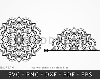 Half Mandala Svg | Etsy
