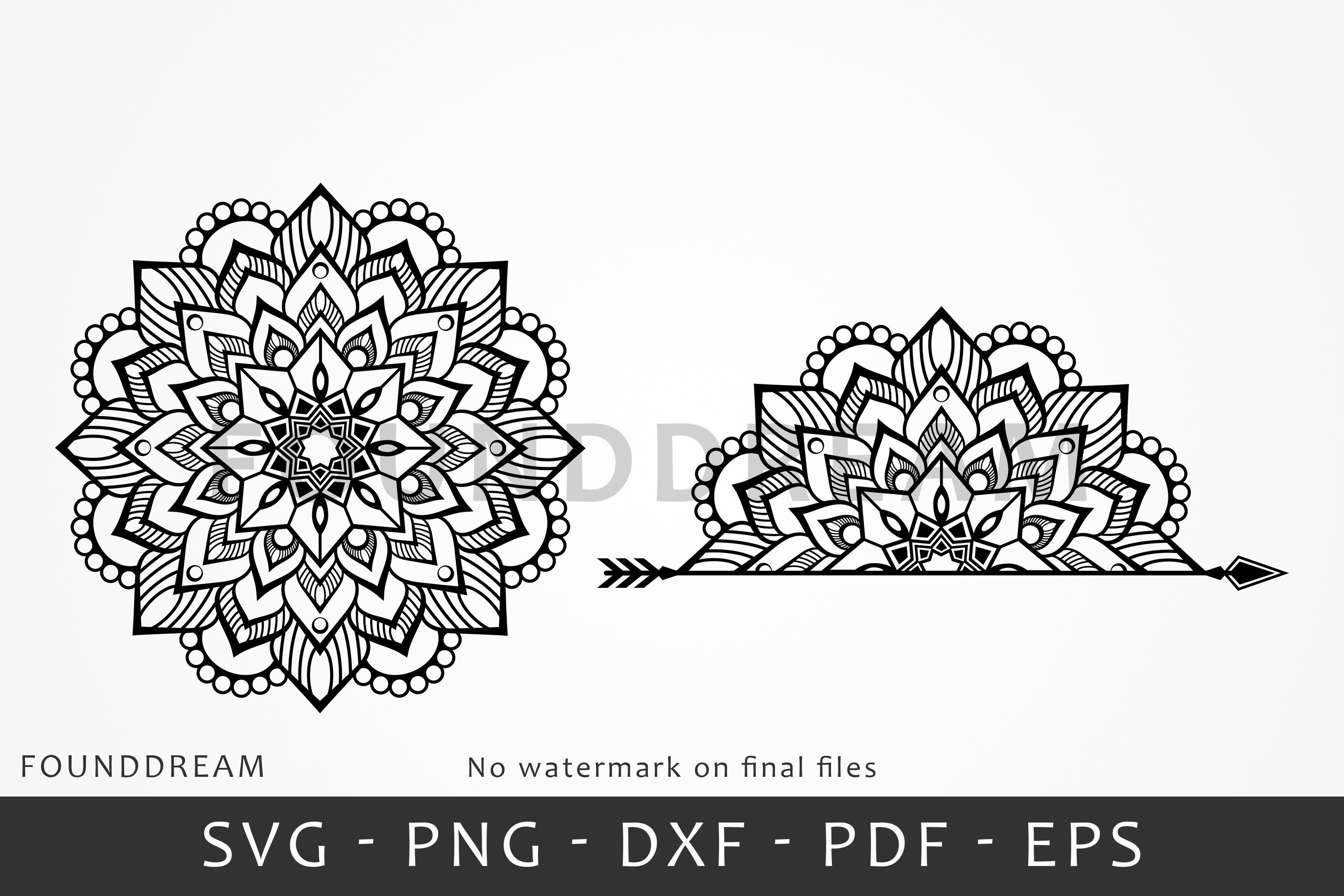 Mandala and Arrow Half Mandala Cut Files Half Mandala Svg - Etsy