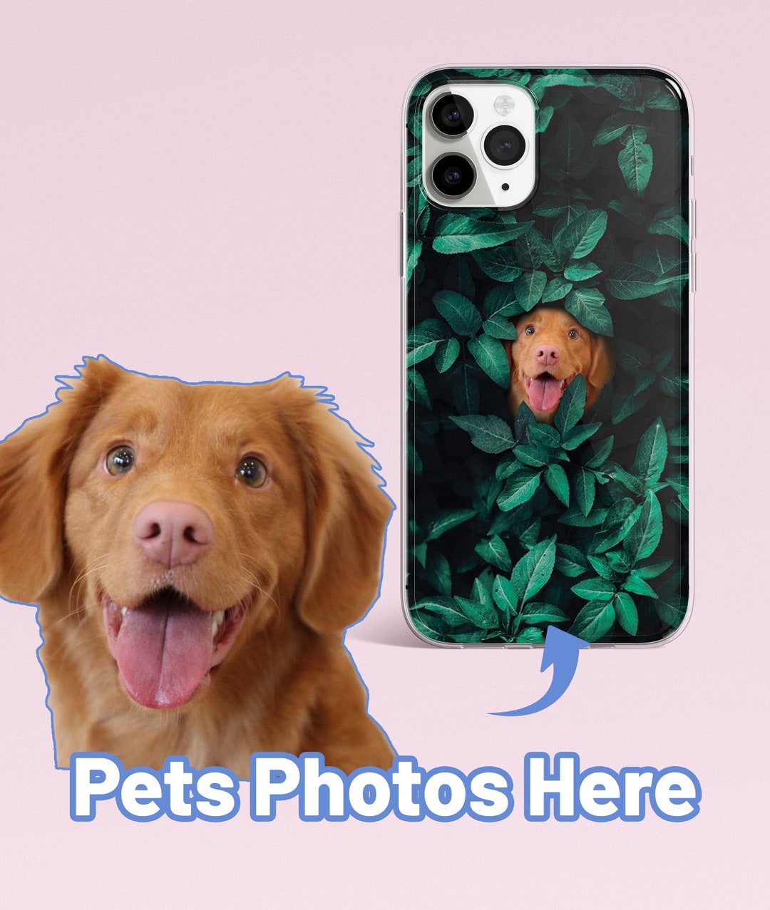 Custom Pet Phone Case in Leaves Using Pet Photo Name Custom Dog Phone ...