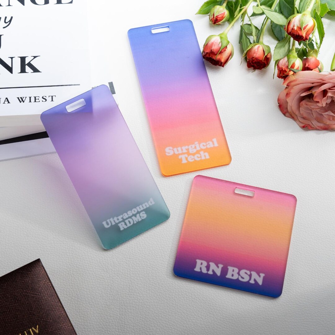 Custom Gradient Badge Buddy, Personalized Acrylic Badge ID Tags Gift ...