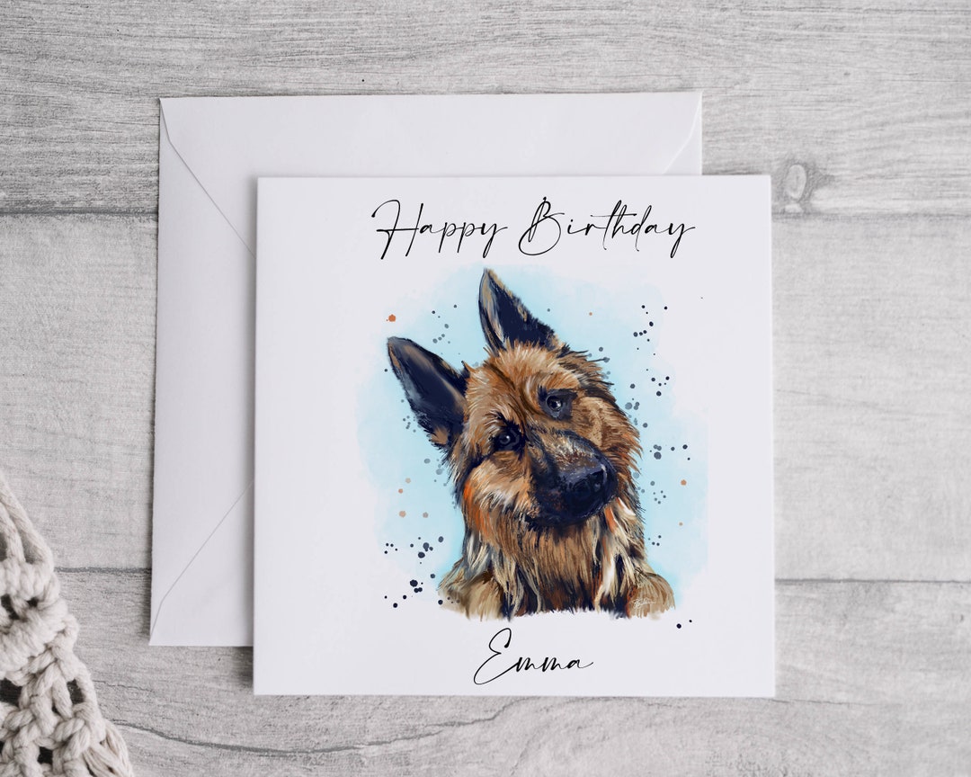 German Shepherd Birthday Card, Dog Birthday Card, Personalised Birthday ...