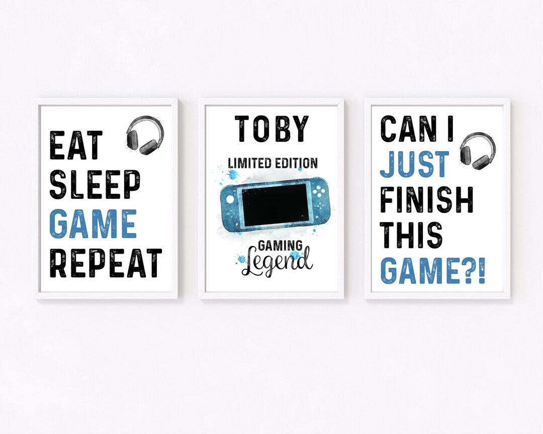 Gamer Wall Art, A4 Gamer Prints, A3 Gamer Print, Boys Bedroom Gaming ...