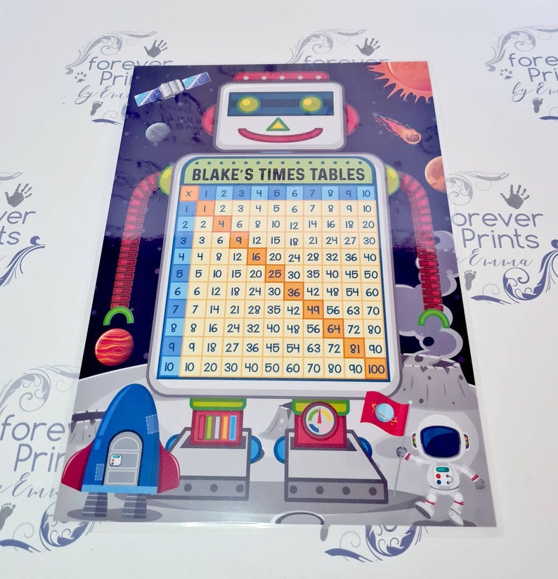 Personalised Times Tables Chart A4 Laminated Educational | Etsy UK