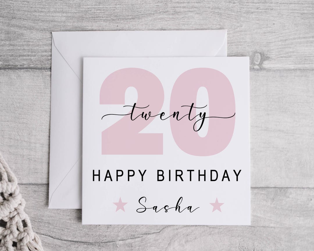 20th Birthday Card, Birthday Card for Her, Twentieth Birthday - Etsy