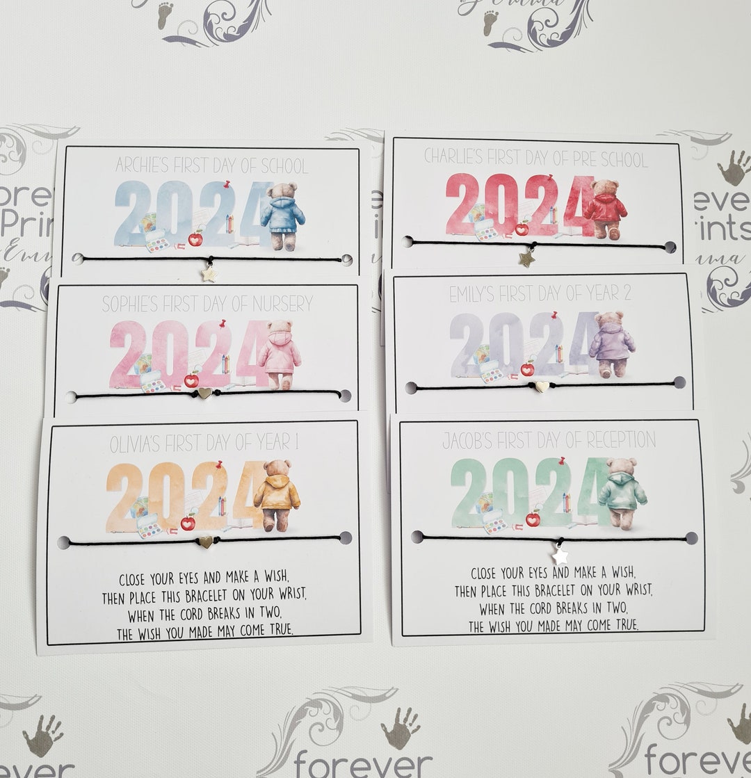 First Day of School Personalised Wish Bracelet, First Day of Nursery ...