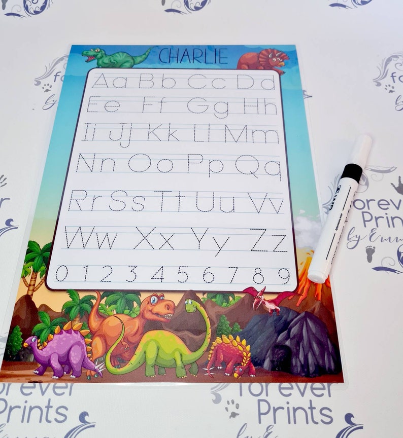 Personalised Alphabet Chart Wipeable, A4 Laminated Educational Chart ...
