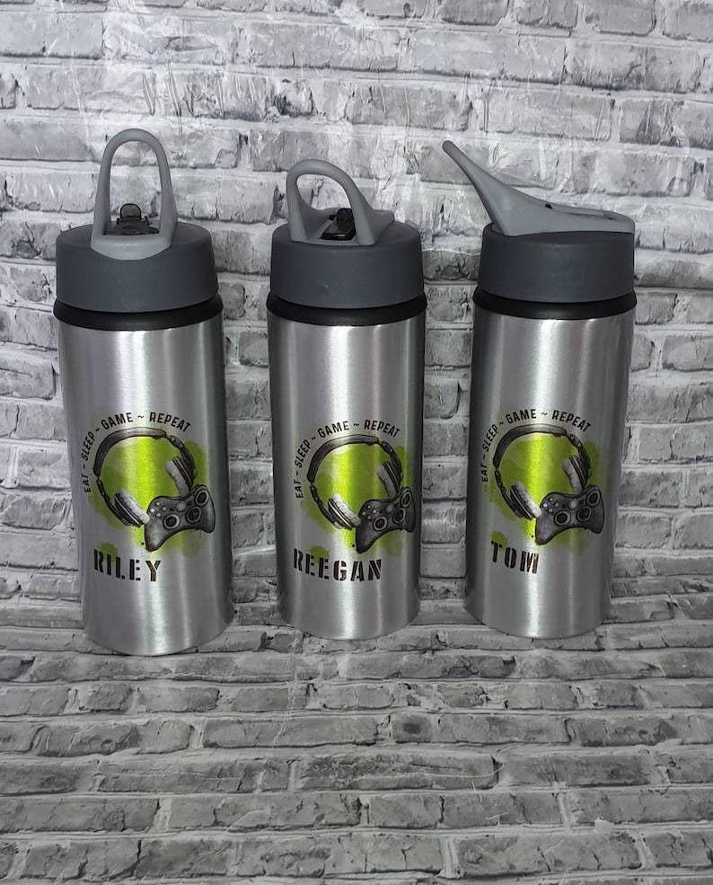 Metal gamer water bottle playstation xbox switch | Etsy