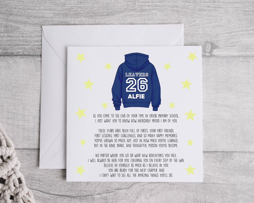 Personalised School Leavers Card, Primary School Keepsake - Etsy