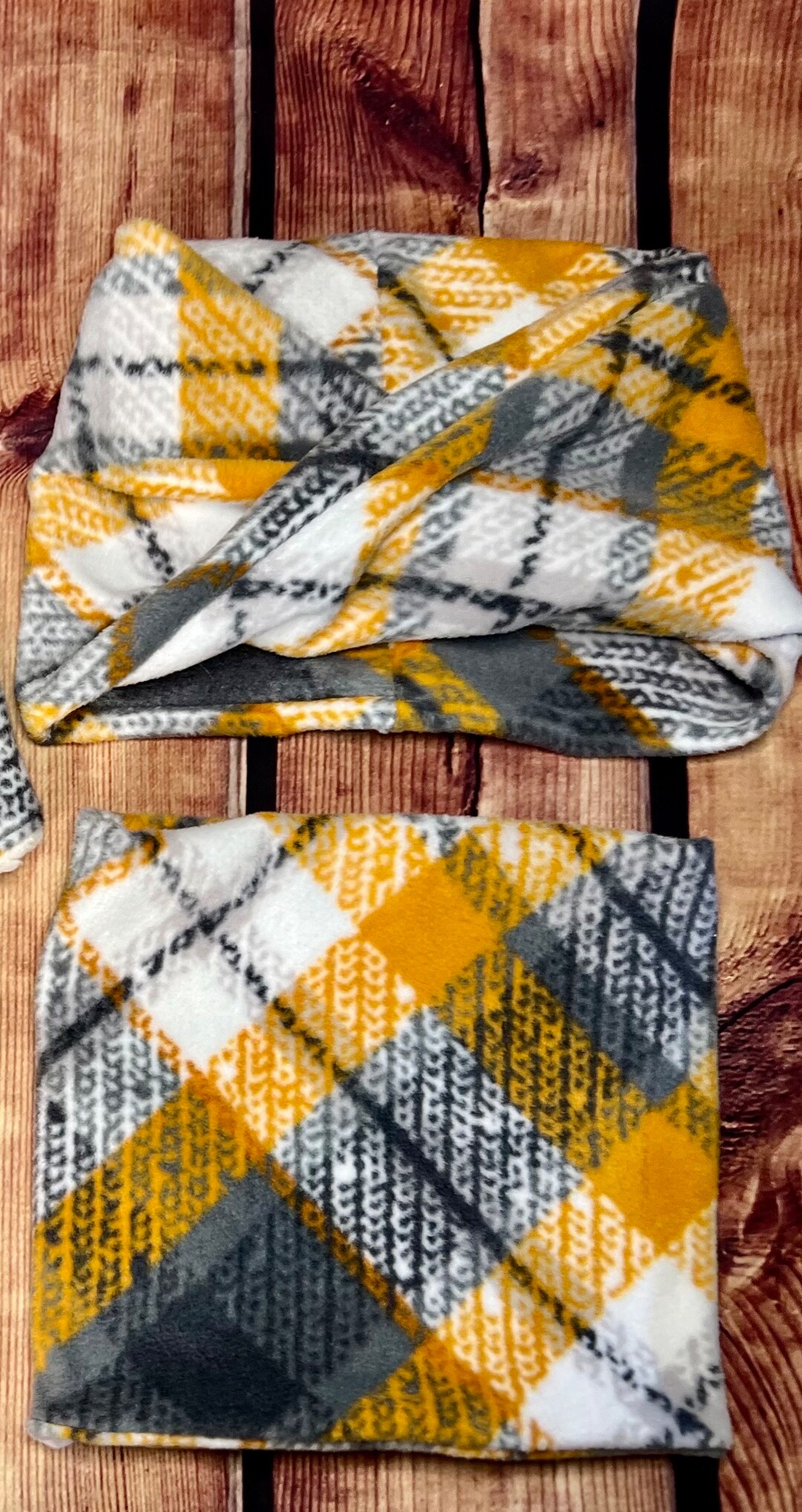 Yellow Plaid Dog Infinity Scarf, Winter Plaid Dog Scarf, Fleece Plaid ...