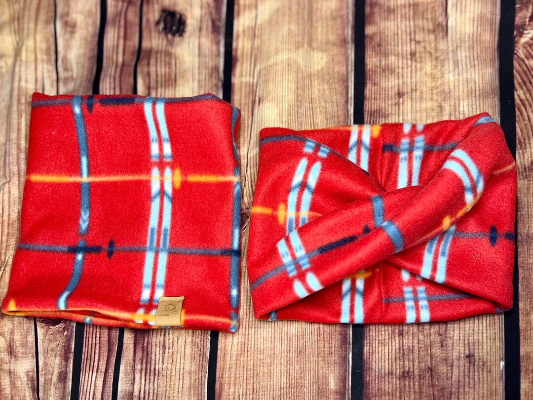 Red Fleece Dog Scarf, Tribal Dog Infinity Scarf, Aztec Dog Snood, Pet ...